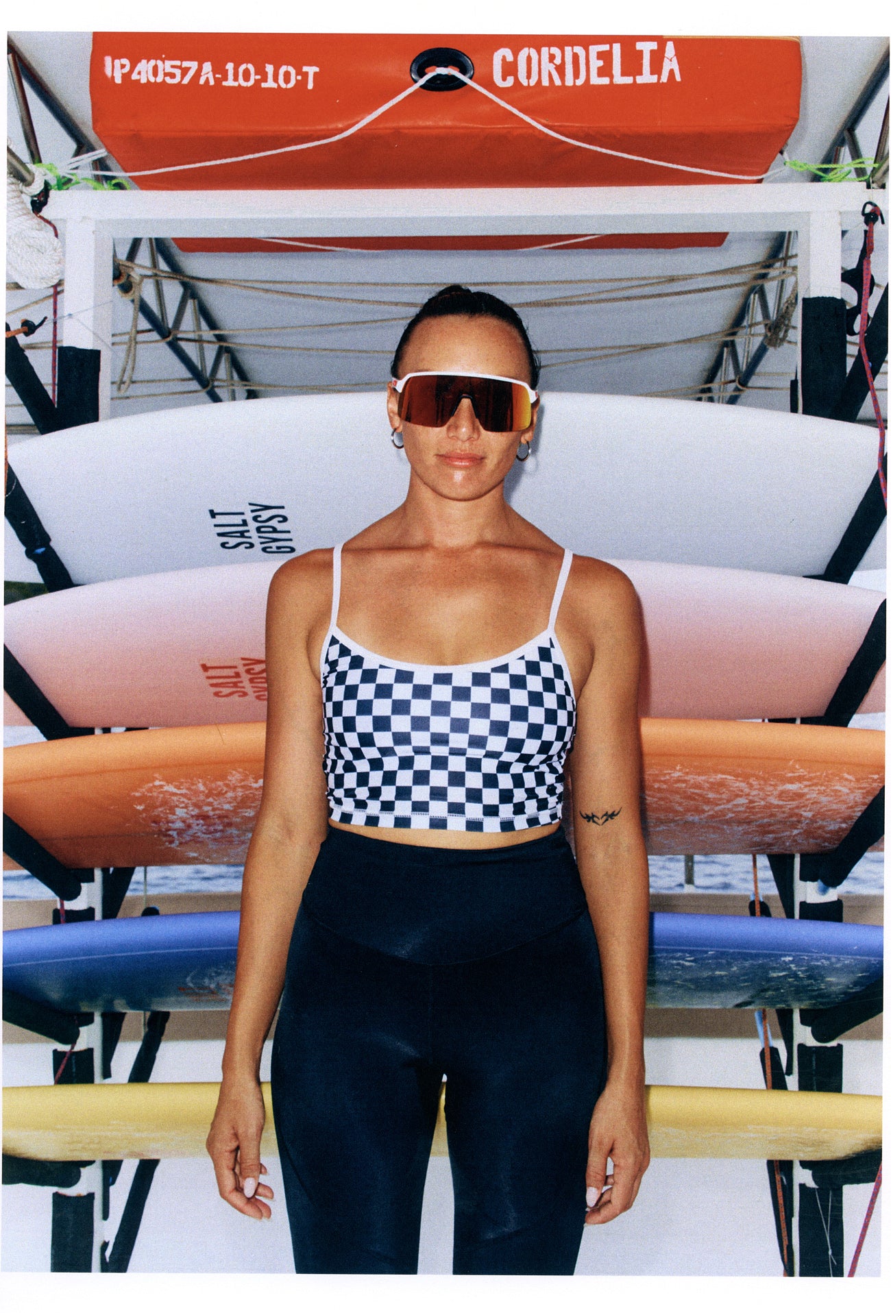 SALT GYPSY | Cropped Tankini Surf Top - B+W Checkers – Salt Gypsy