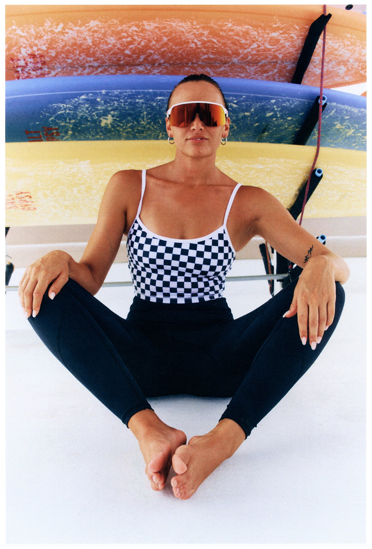 SALT GYPSY | Cropped Tankini Surf Top - B+W Checkers – Salt Gypsy